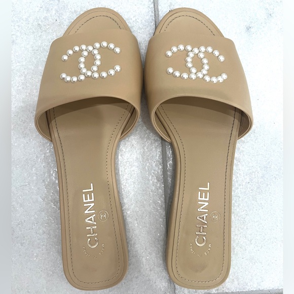 CHANEL | Shoes | Chanel Pearl Cc Slides | Poshmark